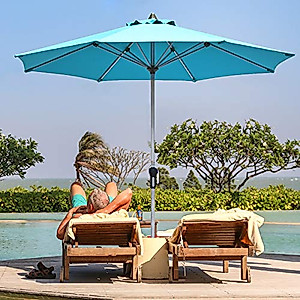 Tangkula 9 ft Patio Umbrella, Outdoor Market Table Umbrella with 1.5¡± Aluminum Pole, 8 Sturdy Ribs & Crank for Garden, Lawn, Deck, Backyard & Poolside (Turquoise)