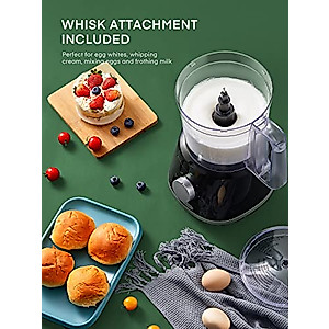 FOHERE Food Processor 8 Cup Food Chopper With Five Stainless Steel & BPA Free Accessories - Chopping, Slicing, Shredding and Whisking, 2 Speeds and Pulse Function, Black