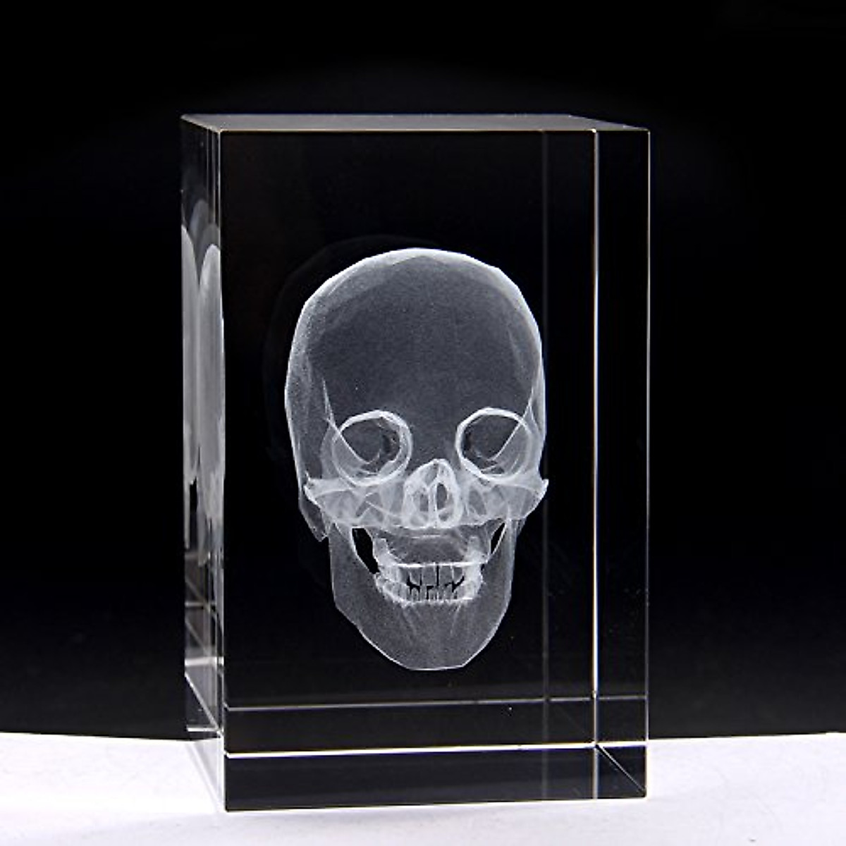 3D Human Skull Anatomical Anatomy Model Paperweight(Laser Etched) in Crystal Glass Cube Science Gift (No Included LED Base)(3.1x2x2 inch)