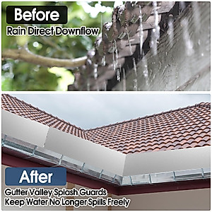 Gutter Valley Splash Guards Rain Downspout Diverter Valley Roofing Gutter Guards Rain Drip Gutter Guard Roof Rain Diverter for House Roofs Corner (6)