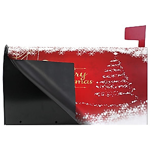 Merry Christmas Mailbox Cover Standard Size Winter Snowflake Xmas Tree Magnetic Mailbox Covers Garden Yard Post Wraps Letter Box Cover Decorations 21" L x 18" W