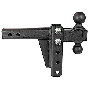 Bulletproof Hitches™ 2.0" Adjustable Medium Duty (14,000lb Rating) 4" Drop/Rise Trailer Hitch with 2" and 2 5/16" Dual Ball (Black Textured Powder Coat)