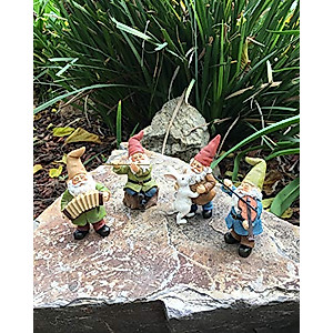 GlitZGlam Happy Gnomes Dancing Celebration! - 4- Piece Musical Garden Gnome Set for The Miniature Fairy Garden