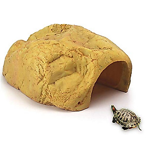 La La Pet® Reptile Hide Box Reptile Hideouts Large Resin Rock Gecko Hides and Caves Lizard Habitat Decor Small Animal Hideaway for Spiders Snake Frog Turtle Amphibians