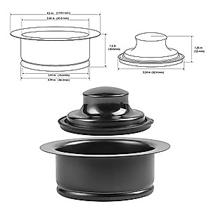HausinLuck Gunmetal Black Kitchen Sink Drain, Garbage Disposal Sink Flange and Stopper, Garbage Disposal Flange Plug for 3-1/2 Inch Drain Hole, Garbage Disposal Drain, Sink Flange and Stopper