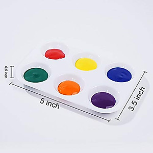 30 PCS White Plastic Paint Palettes 6 Well Rectangular Watercolor Palette Painting Tray for Painting Party, DIY Craft and Art Painting