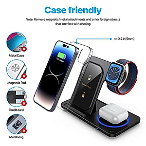 Charging Station for Multiple Devices Apple, 3 in 1 Foldable Wireless Charger Stand, Wireless Charging Station for iPhone 14/13/12/11/XS Max/XS/XR/X/8P, Airpods 3/2/pro, Apple Watch 8/7/6/5/4/3/2/SE