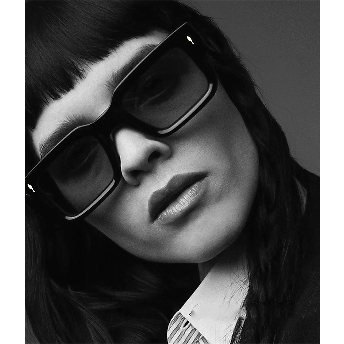 EYLRIM Square Thick Frame Glasses for Women Men Chunky Rectangle Blue Light Glasses Non Prescription Eyeglasses(Black)