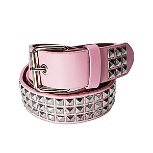Punk Studded Belt for Women Rock Threads Goth Stud Pyramid Gothic Clothing (Pink)