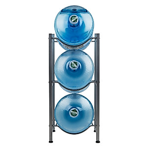 Mind Reader 5 Gallon Water Jug Stand, Water Bottle Holder, Water Cooler Stand, Rack, Metal, 13.5"L x 13.5"W x 28.75"H, Silver