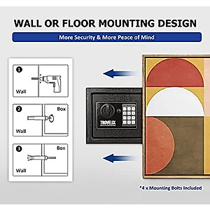 Trovelix Safe Box for Home Safe (0.4 Cubic Feet) with Fireproof Bag and Light, Fireproof Safe for Money Lock Box with Keypad and Key, Money Safe for Cash Saving, Personal Safe Box for Money