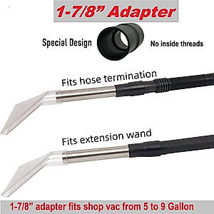TunaMax Universal Work with All Shop Vacs Clear Extractor Attachment with 1-1/4" & 1-7/8" & 2-1/2" Adapters for Upholstery & Carpet Cleaning & Auto Detailing, Wet/dry Vacuum Extraction Accessory