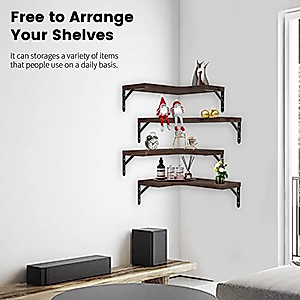 Gonghraoe Corner Floating Shelf, Rustic Wall Mounted Shelves Set of 4, Shelves for Wall Storage, Photo Picture Ledge, Display Ledges, Kitchen Spice Rack, Hanging Shelf Organizer