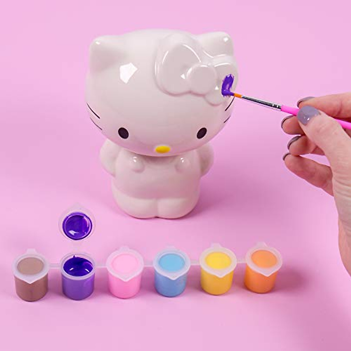 Horizon Group USA Hello Kitty Paint Your Own Piggy Bank, DIY Coin Bank for Kids, Multicolor