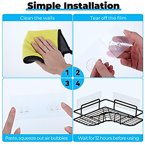 Qianyu 15 Pcs Strong Adhesive Shower Hooks Shower Caddy Adhesive Replacement Transparent No Drilling Caddy Stick Pads Waterproof Shower Shelves Hooks for Bathroom Storage Soap Holder Kitchen Racks