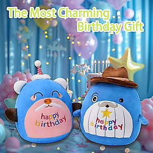 Wenai 13" Happy Birthday Whale Plush Toy Whale Stuffed Animal Cute Birthday Whale Plushies Pillow Soft Plushie Doll Gifts for Kid Decor