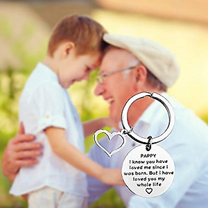 BLEOUK Pappy Keychain Grandpa Gift Father’s Day Gift Birthday Gift for Grandpa Pappy (love since PAPPY)