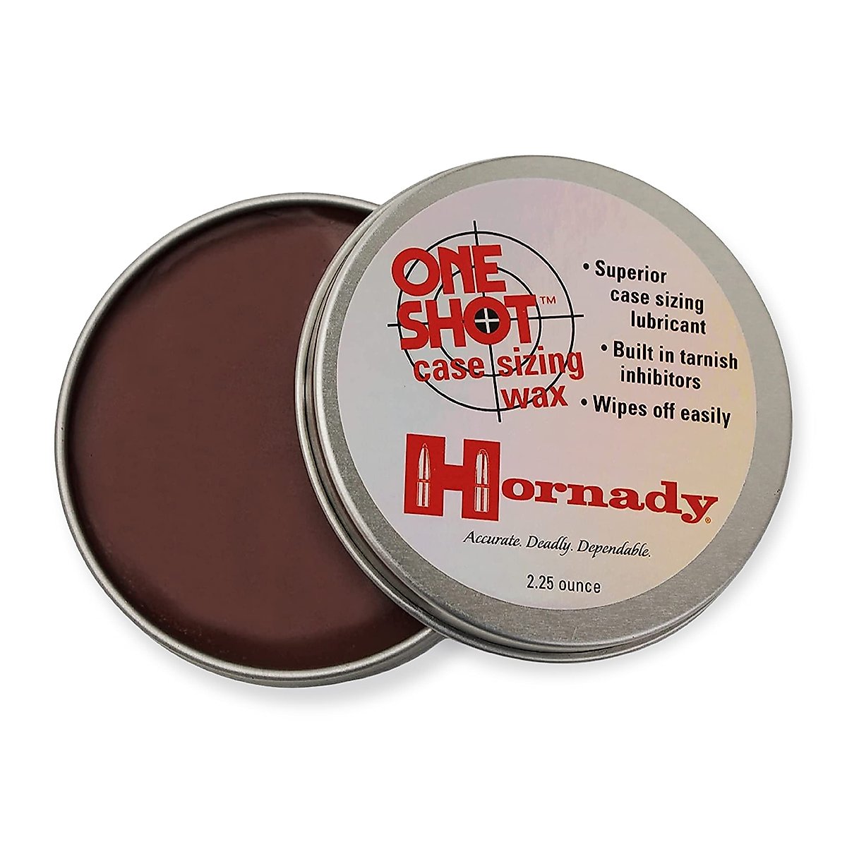 Hornady One Shot Case Sizing Wax, 2.25 Oz – Wipes Off Easily, No Sticky Residue – Straightforward Reloading, Makes Sizing Cases Smooth and No Trouble – an Alternative to Spray Lube or Lube Pads