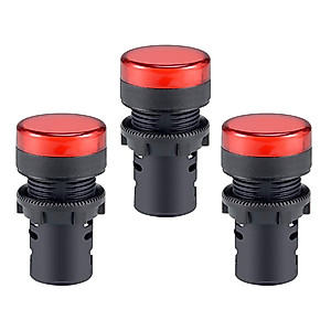 uxcell 3Pcs Red Indicator Light AC/DC 110V, 22mm Panel Mount, for Electrical Control Panel, HVAC, DIY Projects