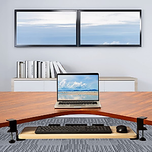 TOKPELA Keyboard Tray Under Desk for Corner L Shaped Desk, Ergonomic Corner Desk Keyboard Tray，Under The Desk Slide Out Computer Keyboard & Mouse Tray， 27.28" W x 11.85" D x 0.83”H (Light Walnut)