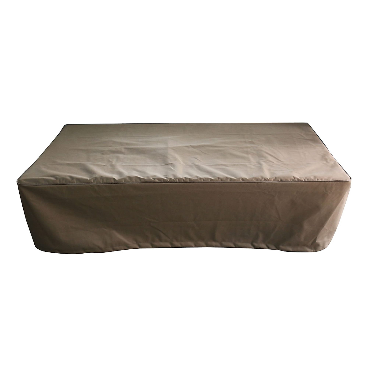 Elementi Granville 60 Inch Rectangular Concrete Natural Gas Fire Pit Table + 42 Inch Stainless Steel Fire Pit Cover + Tempered Glass Wind Screen Guard