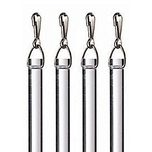 36" Heavy Duty Clear Acrylic Drapery Baton Curtain Wands 1/2" Thick with Stainless Steel Snap Hooks (4-Pack)