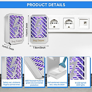 4 Pcs Electric Bug Zappers Plug in Portable Indoor Home Mosquito Zapper Insect and Fly Killers for Removing Mosquitos Insects Files Gnats Bugs Moths (White)