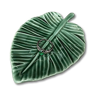 HOME SMILE Leaf Trinket Dish Decorative Ring Dish Holder for Jewelry Engagament Wedding Birthday Gifts