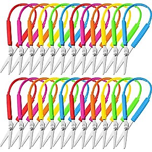 24 Pieces Mini Loop Scissors Colorful Grip Scissors Safety Kids Scissors 5.5in Adaptive Scissors for Kids Special Needs Scissors,Left Handed Scissors for Toddler Loop Handle Self Opening Scissors