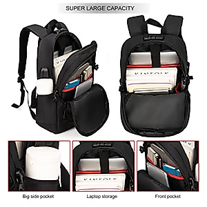 Extra Large Laptop Backpack, 37L Capacity, For 16 Inch Notebook Computer, Anti-Theft Lock, Waterproof Travel Backpack, with USB Charging Port, Luggage Strap, Work Business College School Bag (Black)