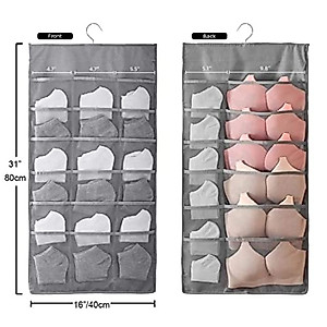 GUAGLL 24 Space Capacity Underwear Socks Storage Bag Non Woven Foldable Window Wardrobe Storage Bag for Underwear Socks