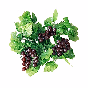 ASkinds 5Pcs Artificial Grapes Vines Leaves Hanging Grapes Rattan Leaves Fruit Grapevines Rattan Artificial Greenery Garland for Home Garden Wedding Party Decoration