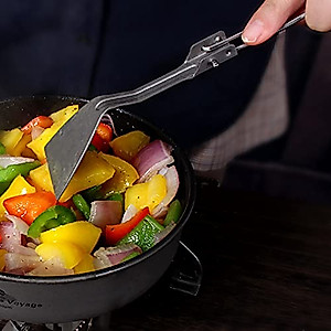 Boundless Voyage Titanium Kitchen Beefsteak Frying Shovel with Folding Handle Barbecue Spatulas Solid Turner Metal Spatula Ti1076T