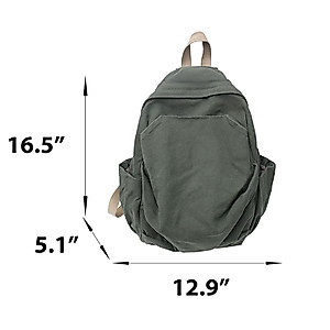 GAI College School Bag Canvas Travel Rucksack Y2k Aesthetic Hobo Boho Hippie Backpack Purse for Girls & Boys (One Size,Green)