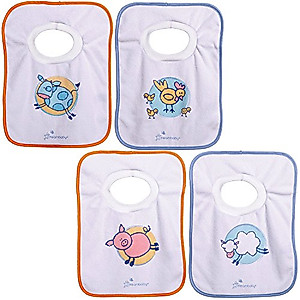 Dreambaby Terry Cloth Pullover Baby Bibs - Super Absorbent for Feeding and Drooling Toddlers - Farm Animals , 4 Count