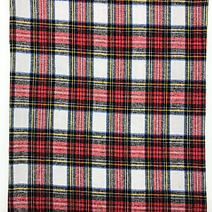 Red Tartan Plaid Fabric Cotton Width 57 Inches Yarn Dyed and Brushed for Festive Christmas Decorations and DIY Crafts and Dress (Red-White, Cut by The Yard)
