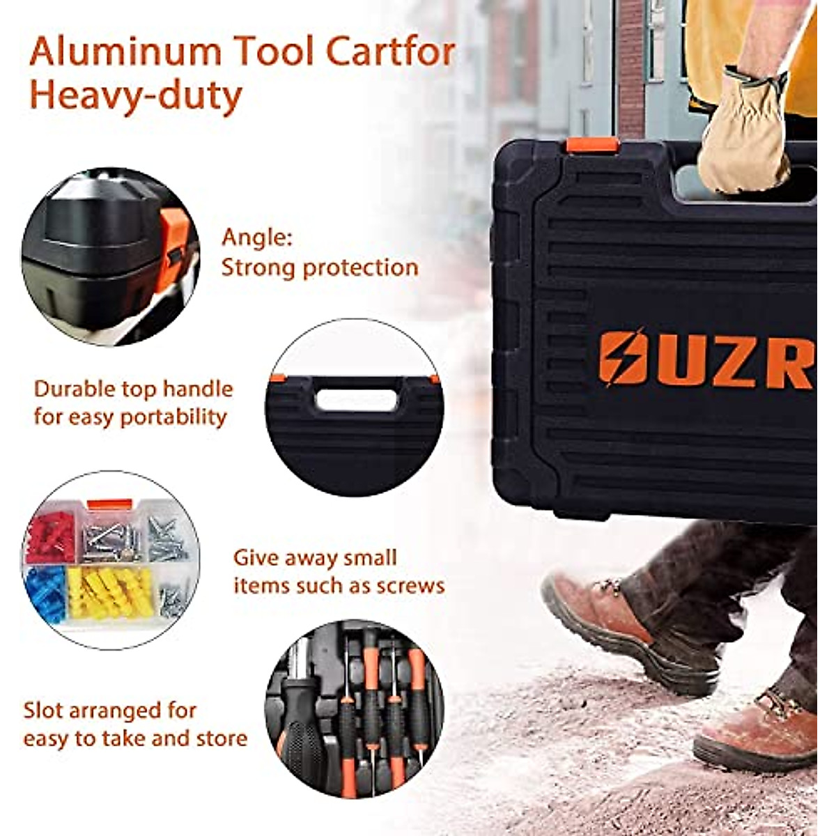 100-Piece Tool Set, OUZRS Home Repair Tool Set Household Hand Tool Kit For DIY and Quick Repairs, with Plastic Toolbox Storage Case