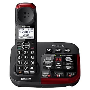 Panasonic Amplified Cordless Phone with Slow Talk, 40dB Volume Boost, 100dB Lound Visual Ringer, Hearing Aid Compatibility, Large Screen and Backlit Keypad, Link2Cell - KX-TGM430B - 1 Handset (Black)