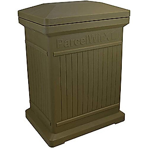 RTS Home Accents ParcelWirx Premium Vertical Storage Cabinet/Package Delivery Box with Lift Off Lid, Oak