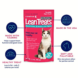 Covetrus Nutrisential Lean Treats for Cats - Soft Cat Treats for Small, Medium, Large Cats - Nutritional Low Fat Bite Size Feline Treats - Chicken Flavor - 3 Pack - 3.5oz