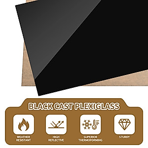 Black Acrylic Sheet 8x10 Lesnlok 2 Pieces Black Plexiglass Sheet 1/8 inch Thick, DIY Materials for Home Decor, Handcraft, Painting, Photography,Switch Panel, Display Stand