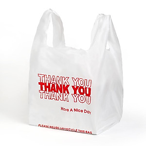 JShlpiar Thank You Plastic T-Shirt Bags (350 Count) (11.5”x 6.5" x 21”)(White), To Go Bags, Grocery Bags, Restaurants Bags, Shopping Bags, Merchandise Bags, Take Out Bags in Bulk