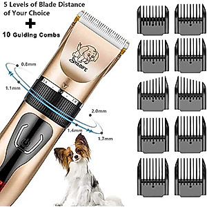 Dog Clippers, USB Rechargeable Cordless Dog Grooming Kit, Electric Pets Hair Trimmers Shaver Shears for Dogs and Cats, Quiet, Washable, with LED Display (Yellow)