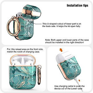 wenew for AirPod Case AirPods 1st & 2nd Generation Hard Case Cover with Keychain for Women Men (Lily)