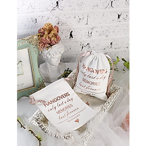 Cytdkve Rose Gold Foiled Hangover Favor Bag Bachelorette Party Favor Bag, Wedding Survival Kit Bags Bride Bridesmaid Gift Bags for Wedding Bridal Shower Party (10 Pieces, White, 5 x 7 Inch)