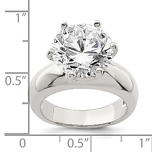 925 Sterling Silver Solitaire Round Cubic Zirconia CZ Engagement Ring Size 8
