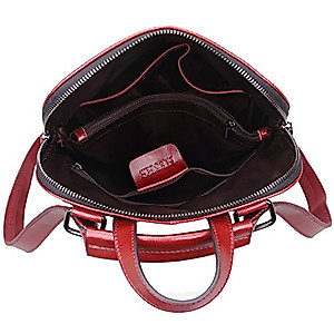 HESHE Leather Backpack Designer Purse for Women Fashion Ladies Travel College Shoulder Bag (Wine-J039)