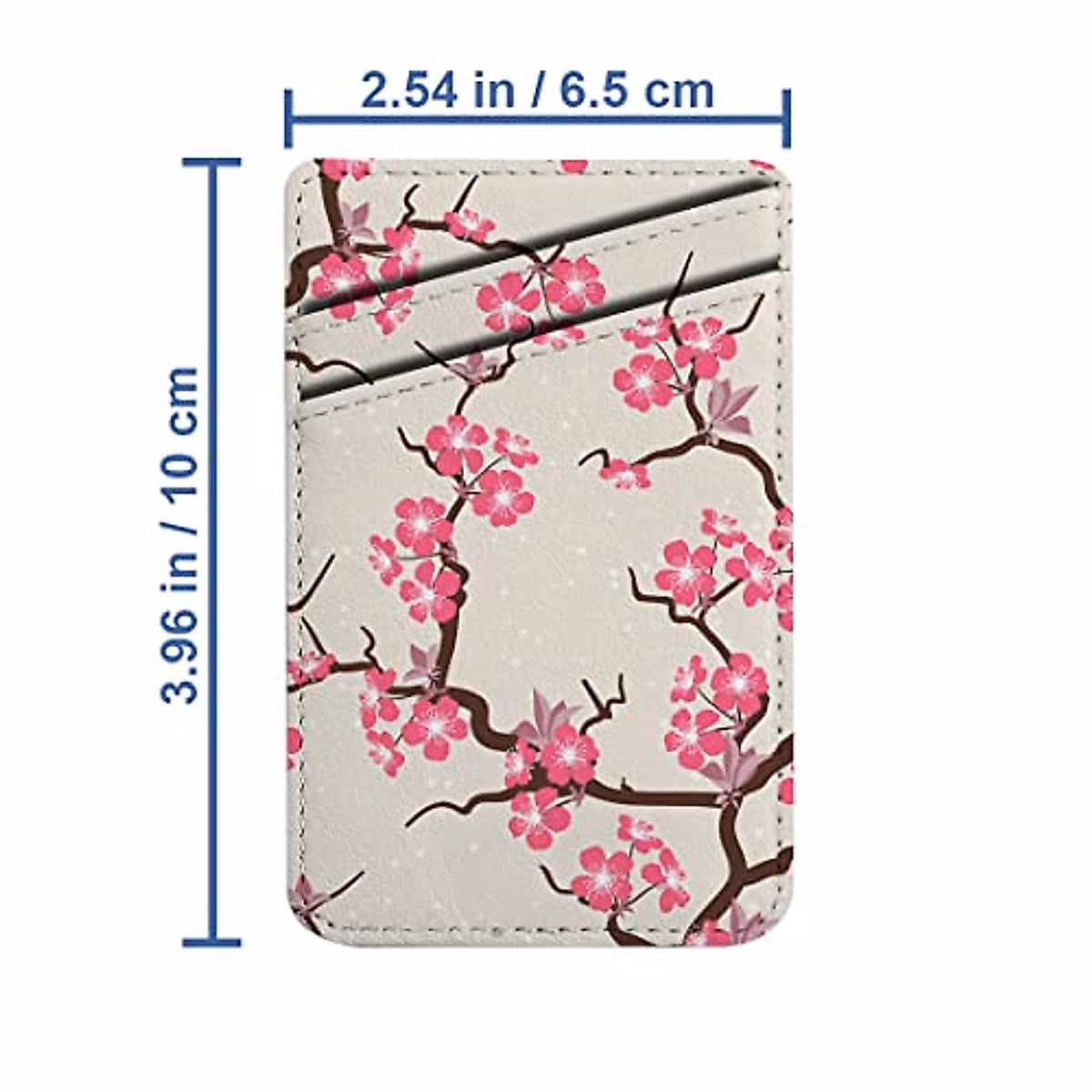 Diascia Pack of 2 - Cellphone Stick on Leather Cardholder ( Cherry Blossom Flowers Pattern Pattern ) ID Credit Card Pouch Wallet Pocket Sleeve