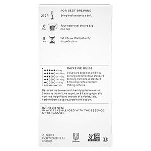 TAZO Tea Bags, Earl Grey, High Caffeine and Bold Flavor, 20 Tea Bags (Pack of 6)