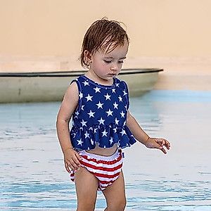 ALVABABY Swim Diaper with Matching Top Toddler Baby Girl Swimsuit Infant Bathing Sleeveless Tankini Swimwear Reusable Adjustable for 0-2 Years SWT09